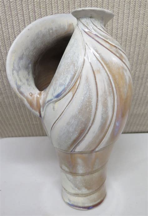 Glazed Art Deco Ceramic Shell Vase Signed Dudley Oahu Auctions