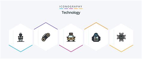Technology 25 Filledline Icon Pack Including Technology Cpu Electric
