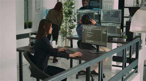 Woman Programer Typing Source Code On Computer Keyboard Technology Stock Footage Ft Software