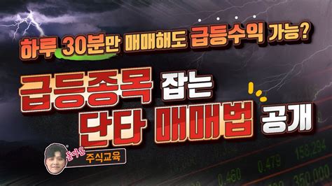 주식 교육 하루 30분만 매매해도 급등수익 가능 급등종목 잡는 단타 매매법 공개 Youtube
