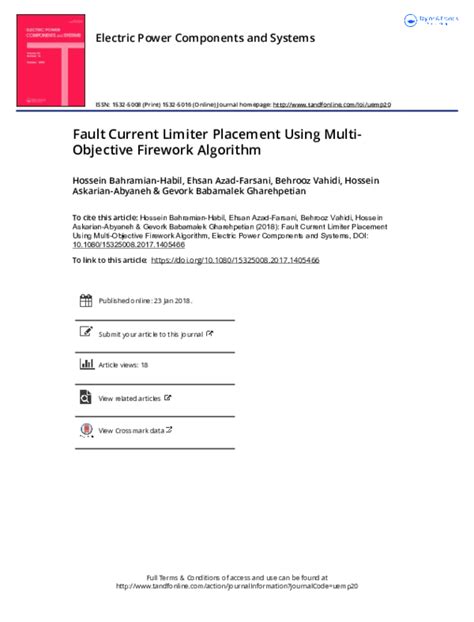 Pdf Fault Current Limiter Placement Using Multi Objective Firework