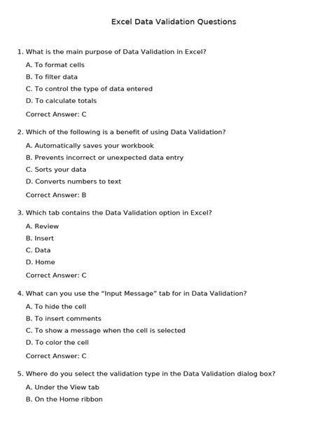 Excel Data Validation Detailed Questions Pdf Microsoft Excel