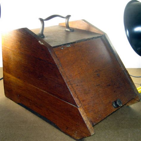 Antique Oak Wooden Coal Scuttle Wood Box Rubbish Bin Bread Box