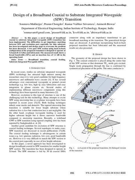 Design Of A Broadband Coaxial To Substrate Integrated Waveguide Siw Transition Pdf Coaxial