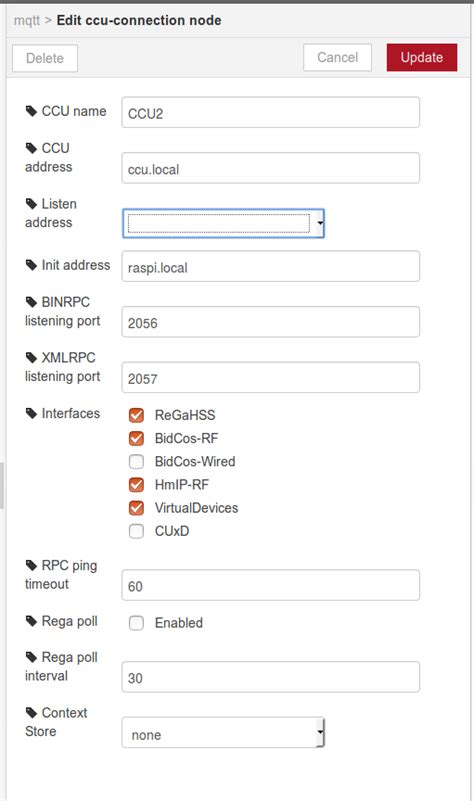 Unable To Connect Standalone Node Red To Ccu2 · Issue 29 · Rdmtcnode Red Contrib Ccu · Github