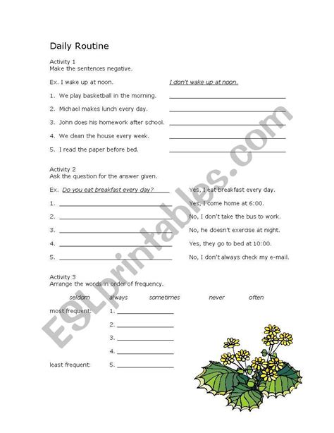 Daily Routine Simple Present Esl Worksheet By Dianaaschner
