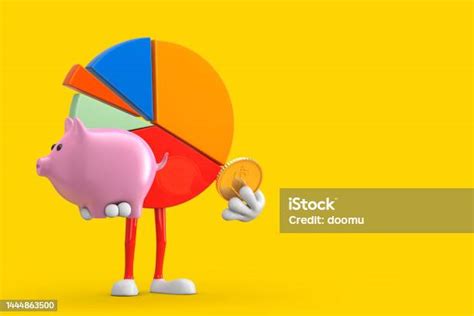 정보 그래픽 비즈니스 파이 차트 돼지 저금통과 황금 달러 동전을 가진 캐릭터 사람 3d 렌더링 경제에 대한 스톡 사진 및 기타 이미지 Istock