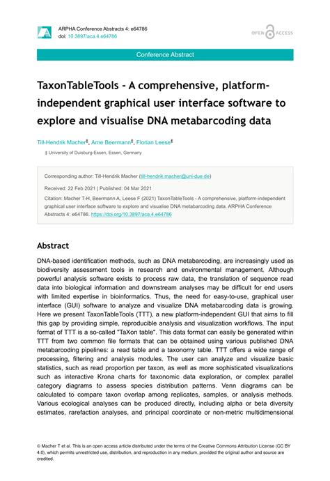 Pdf Taxontabletools A Comprehensive Platform Independent Graphical User Interface Software