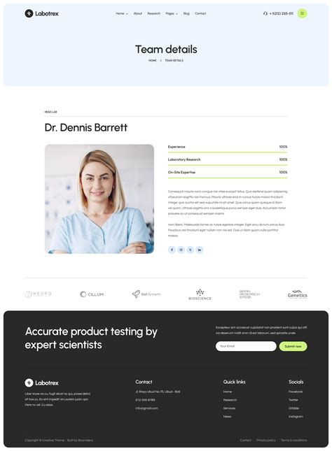 Labotrex Laboratory Science Research HTML Template By Wpmessiah