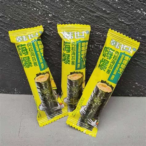 韩世嗨爆肉松海苔卷单支鳕鱼虾松榴莲夹心脆即食紫菜儿童休闲零食 虎窝淘