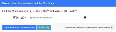 Solved HW4 4 Linear Independence And The WronskianFind The Chegg Com