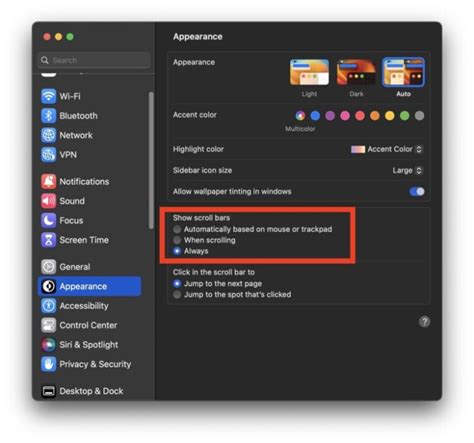 How To Always Show Scroll Bars On Apple Mac Devices
