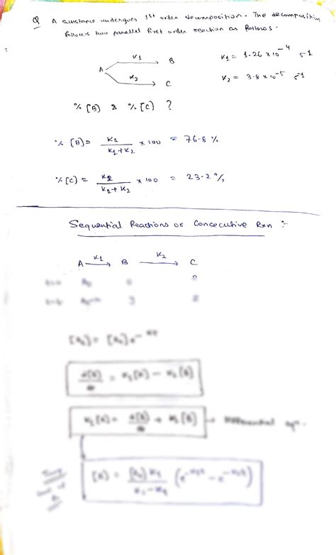 Solution Parallel And Consecutive Reactions From Chemical Kinetics