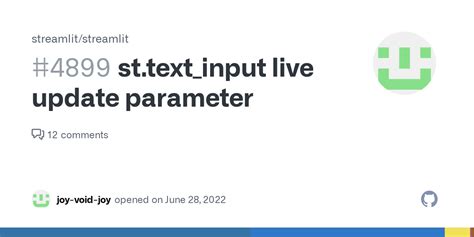 Sttextinput Live Update Parameter · Issue 4899 · Streamlitstreamlit