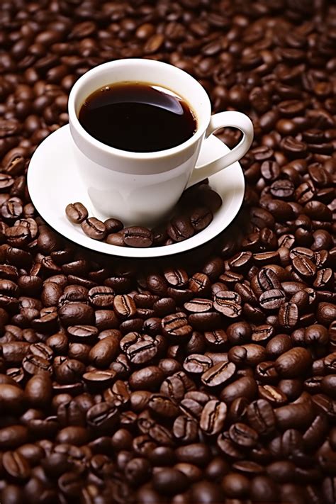 커피 한잔에 커피 콩 배경 배경 화면 및 일러스트 무료 다운로드 Pngtree