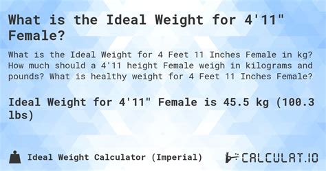 What Is The Ideal Weight For 411 Female Calculatio