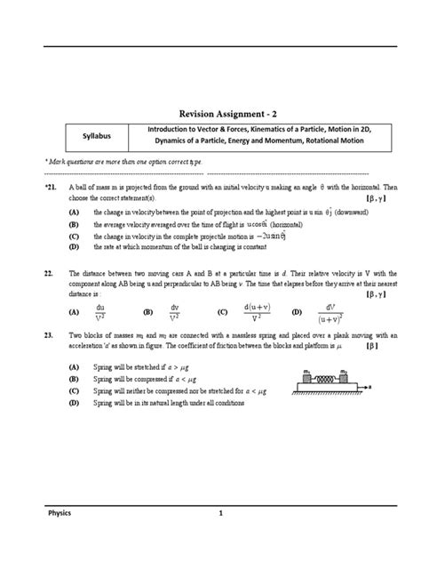 Revision Assignment Adv Level 2 Pdf Force Velocity