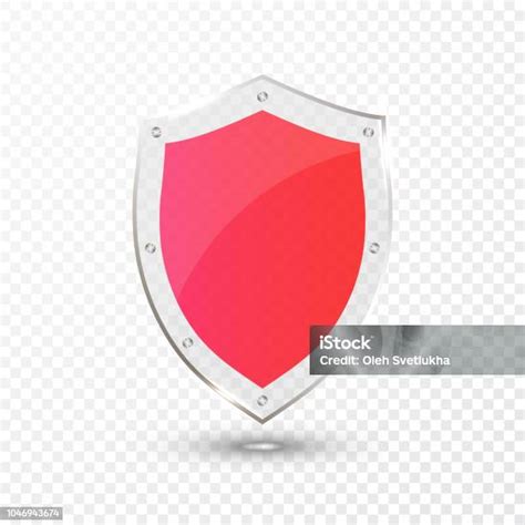 투명 한 배경에 투명 한 빨간 유리 방패 아이콘입니다 벡터 일러스트 레이 션 0명에 대한 스톡 벡터 아트 및 기타 이미지 0