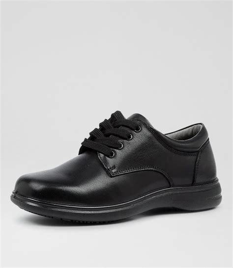 Grace Jnr E Black Leather Lace Up Flats Shop Online At Mathers