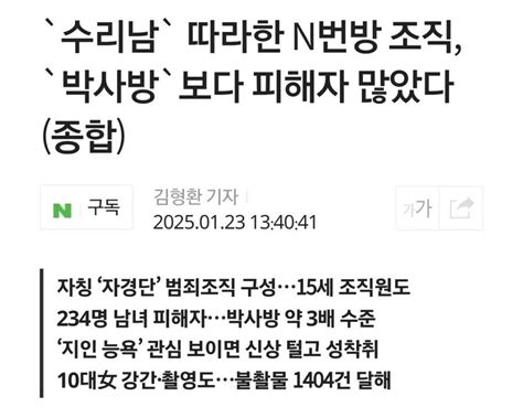N번방 박사방 규모의 3배 자경단 검거 유머움짤이슈 에펨코리아