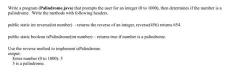 solved write a program palindrome java that prompts the