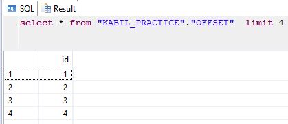 HANA SAP HANA LIMIT With OFFSET Keywords