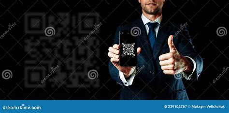 Scan Qrcode Digital Mobile Smart Phone With Qr Code Scanner On