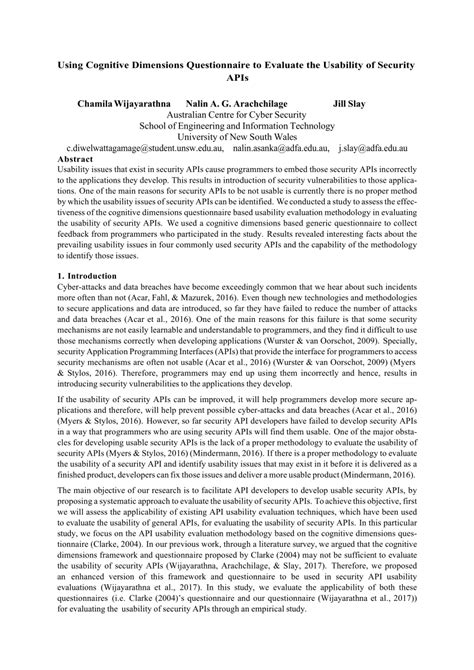 Pdf Using Cognitive Dimensions Questionnaire To Evaluate The Usability Of Security Apis