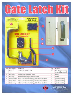 Fillable Online Gate Latch Kit LEISURE PRODUCTS CANADA Fax Email Print PdfFiller