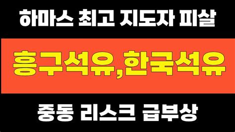 흥구석유한국석유 하마스 최고 지도사 피살하마스는 보복 예고중동 리스크 급부상하며 석유 관련주 급등흥구석유한국석유 수익 축하드리고 대응법 As 해드립니다 Youtube