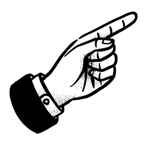 가리키는 손 흑백 벡터 일러스트 레이 션 프리미엄 벡터