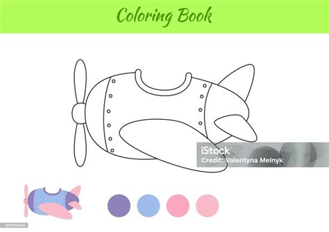 어린이를위한 색칠 공부 비행기 유치원 년 어린이와 유아를위한 교육 활동 페이지 인쇄 가능한 워크시트입니다 만화 다채로운 벡터 일러스트레이션 0명에 대한 스톡 벡터 아트 및