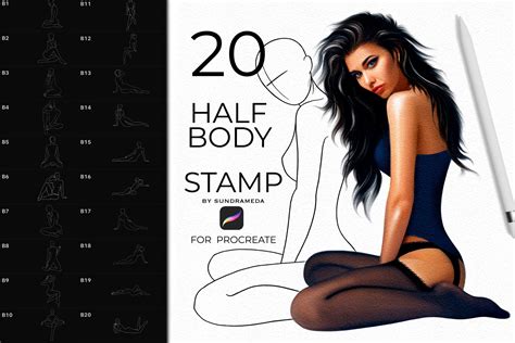Procreate Body Poses Stamps Procreate Female Realistic Full Body Procreate Body Figure Stamps