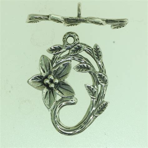 Tg004 Sterling Silver Flower Leaf Toggle Clasp Silverinstyleusa