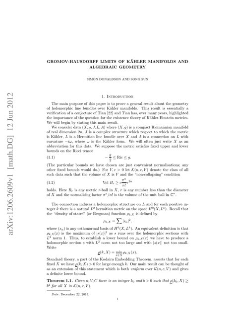 Pdf Gromov Hausdorff Limits Of Kahler Manifolds And Algebraic Geometry Ii
