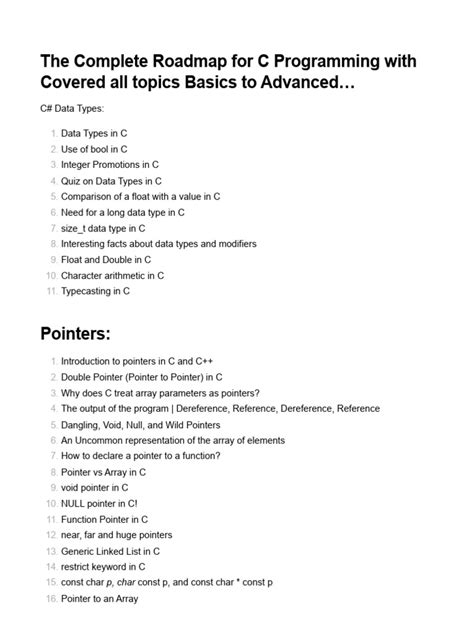 The Complete Roadmap For C Programming With Covered All Topics Basics