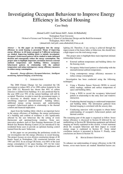 Pdf Investigating Occupant Behaviour To Improve Energy Efficiency In Social Housing