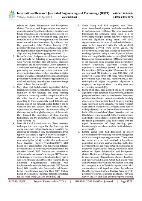 Irjet Comparative Analysis Of Video Processing Object Detection Pdf