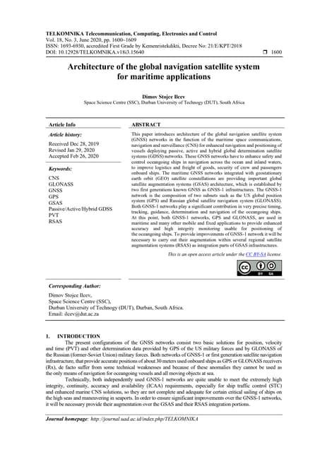 Architecture Of The Global Navigation Satellite System For Maritime Applications Pdf