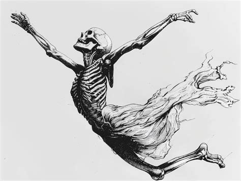 Energetic Skeleton Jumping With Joy On Isolated White Background Premium Ai Generated Image