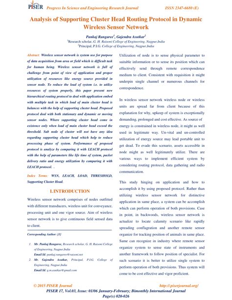 Pdf Analysis Of Supporting Cluster Head Routing Protocol In Dynamic Wireless Sensor Network