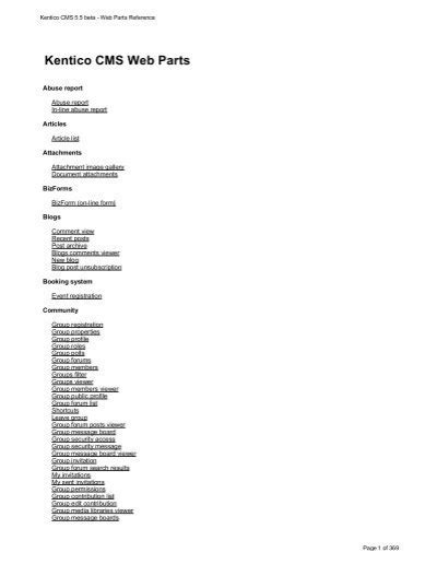 Kentico Cms Web Parts Devnet