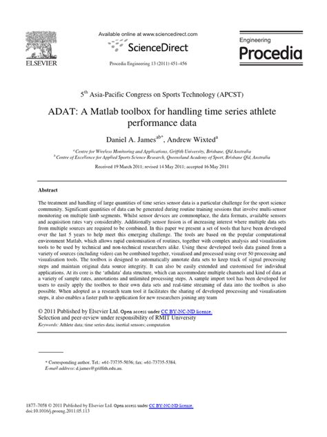 2011 James Adat A Matlab Toolbox For Handling Time Series Athlete Profrmance Data Pdf