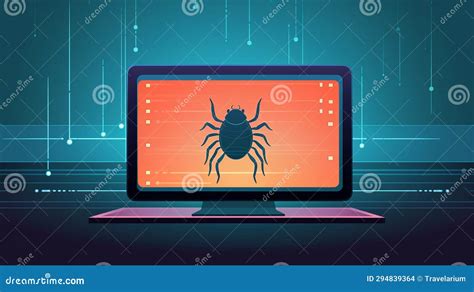 Computer Bug On Laptop Screen Symbolizing Threat Of Software Bugs And