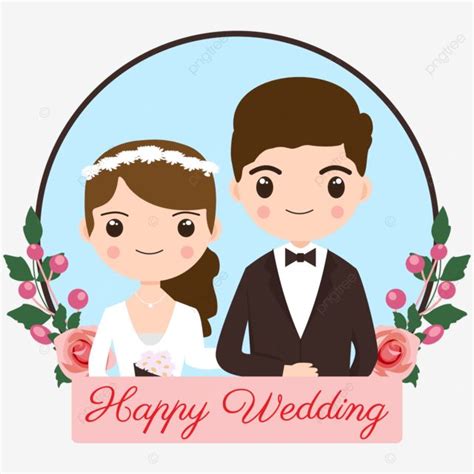 Happy Wedding Header Couple Marrige Vector Transparant Background Free