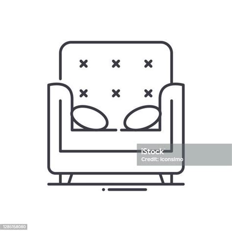 암 의자 아이콘 선형 절연 일러스트레이션 얇은 선 벡터 웹 디자인 사인 흰색 배경에 편집 가능한 스트로크가 있는 개요 개념 기호