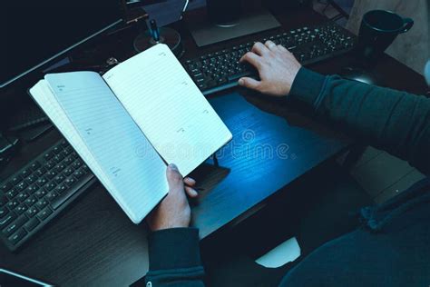 Close Up Of Programmer Of Hacker Hands Typing A Code Stock Image Image Of Male Place 224241313