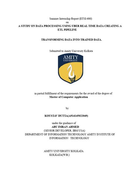 Summer Internship Report Etsi 600 Koustav Dutta 49 Pdf Cloud Computing Data Warehouse