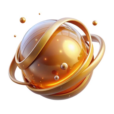 Golden Sphere With Orbiting Rings Abstract 3d Render 56410608 Png