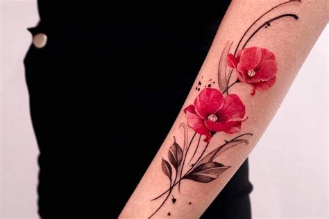 Red Poppy Flower Tattoo